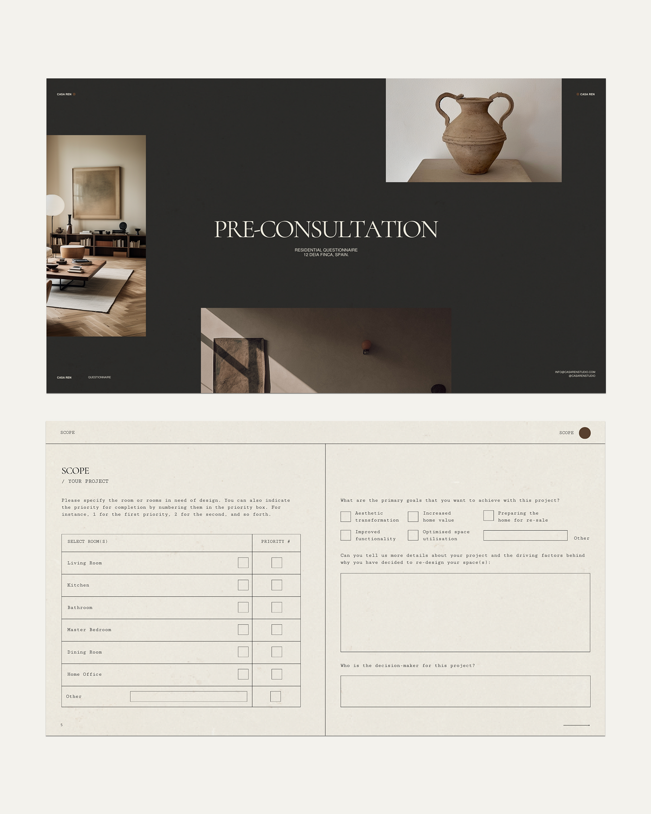 Design Questionnaire Collection – Casa Ren Studio