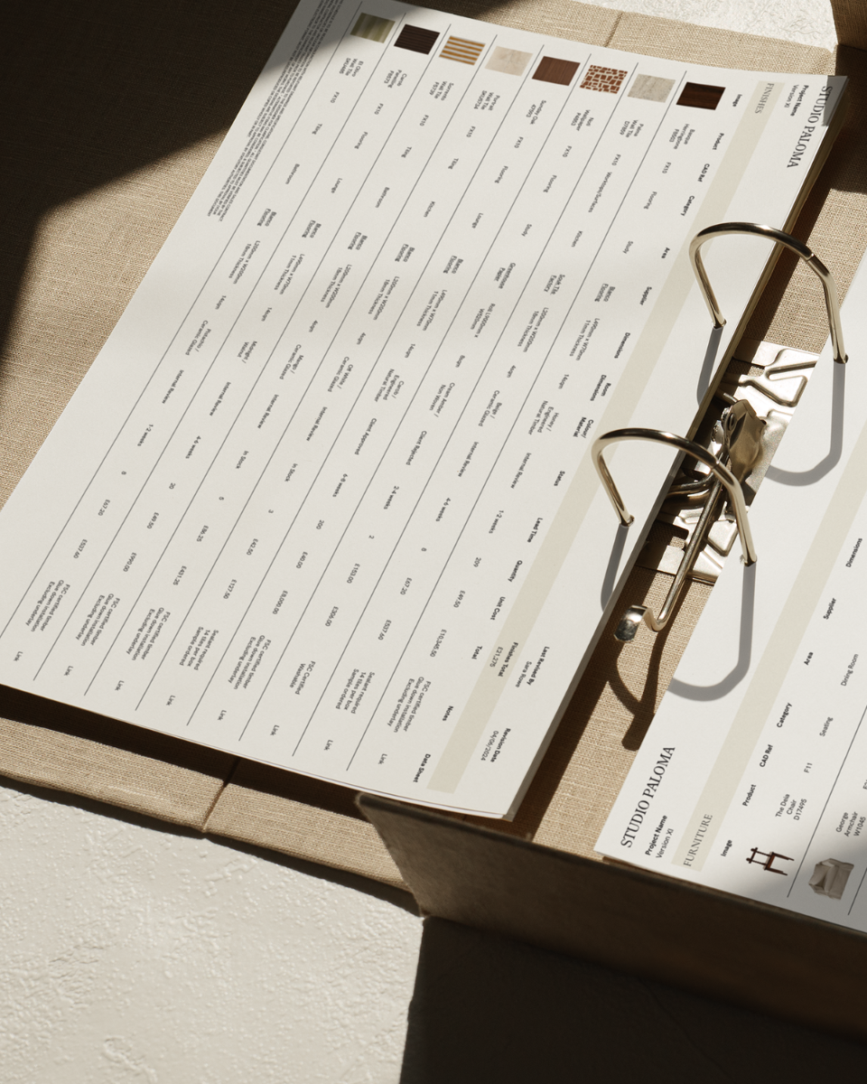 FF&E Specification Schedule – Casa Ren Studio